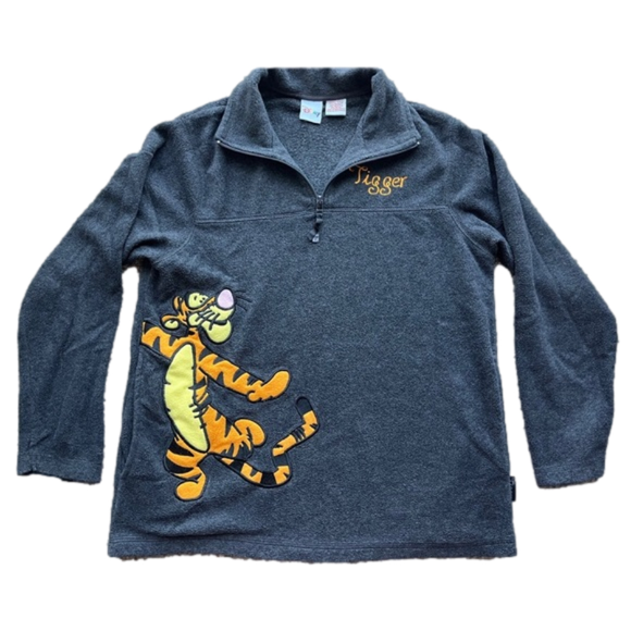 Disney | Sweaters | Vintage Disney Tigger 4 Zip Fleece Pullover S ...